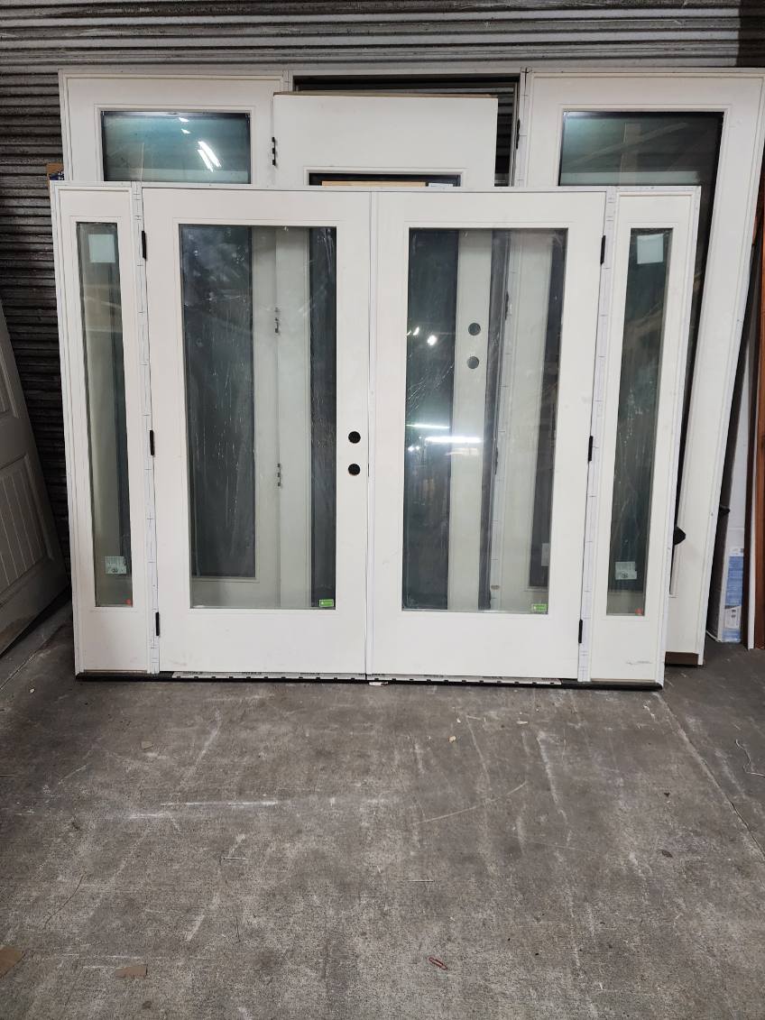 Smooth Fiberglass 6' x 6'8" Exterior Door Full Light w/ 12" Sidelites ...